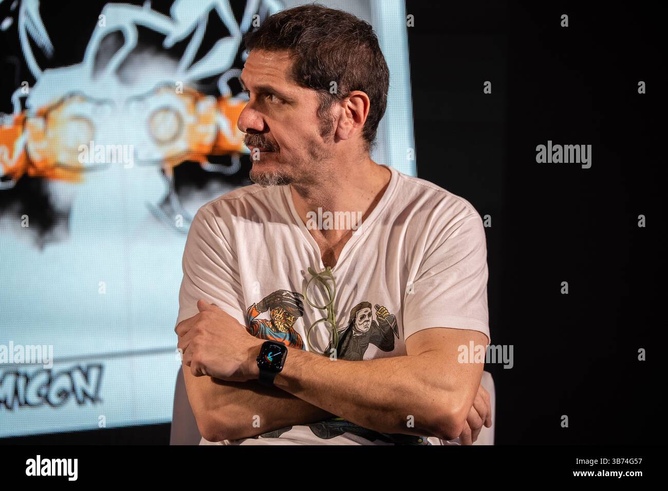 Naples, Italy. 03rd May, 2025. Gabriele Mainetti attends at the COMICON ...