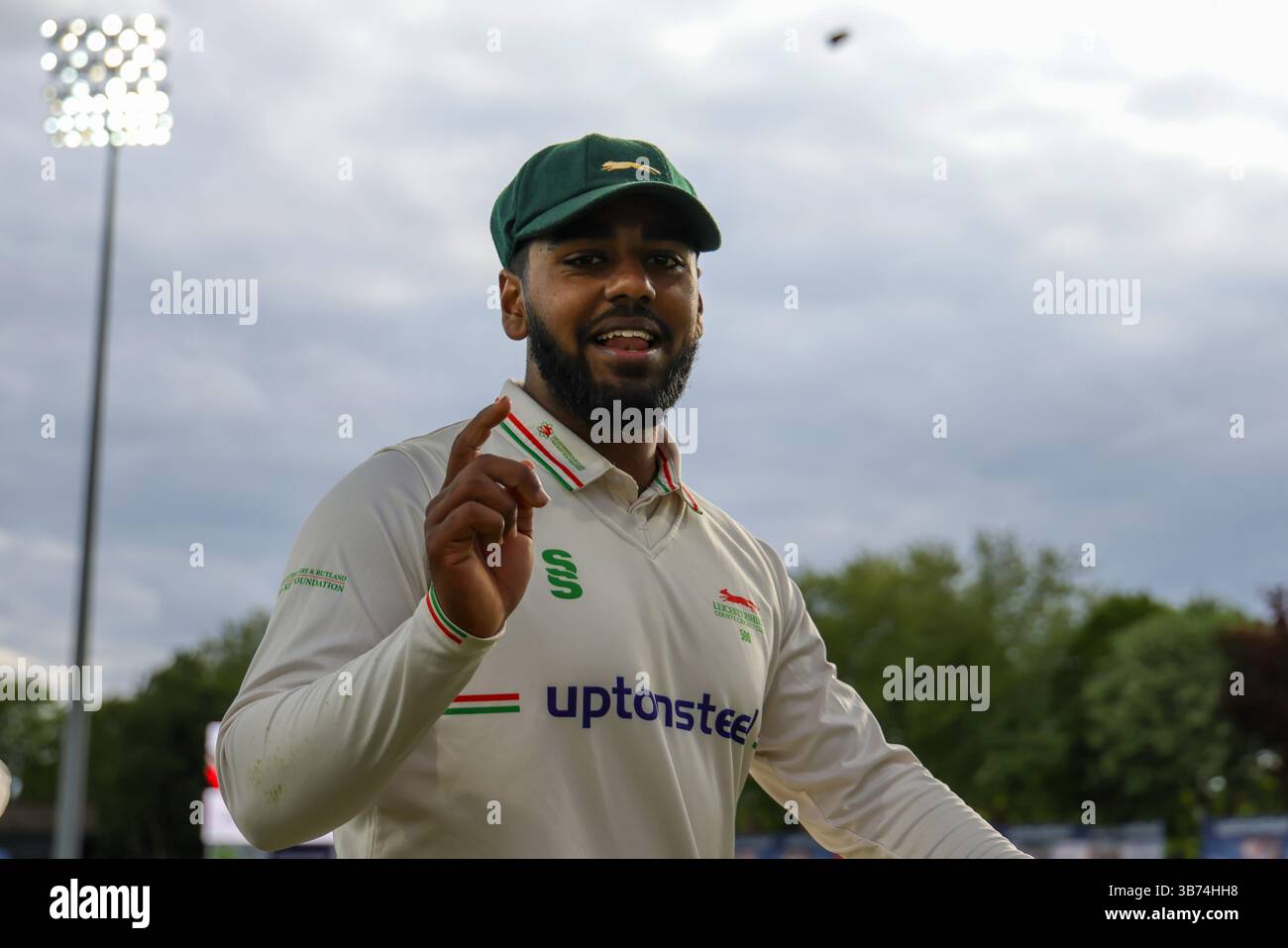 Leicester, United Kingdom, 04, May, 2025, Leicestershire's Rehan Ahmed ...