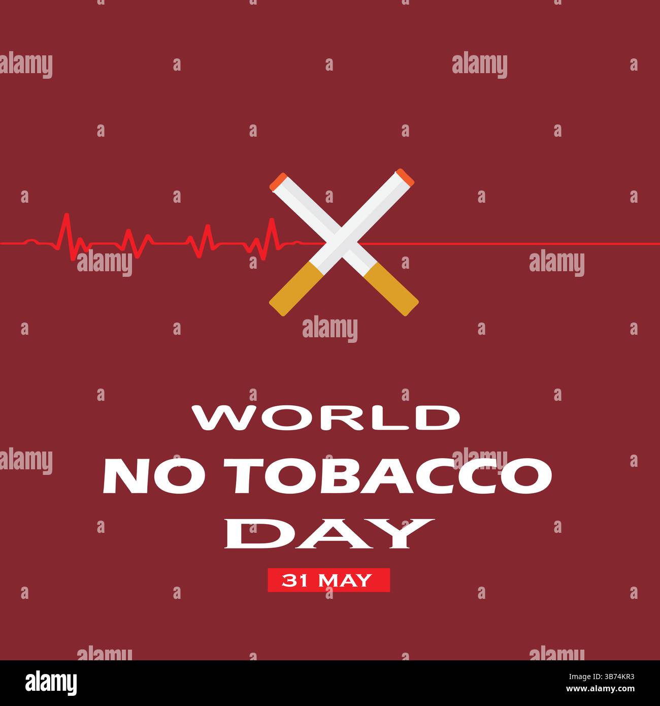 World No Tobacco Day. Stop smoking awareness poster design on dark red background. Banner for ...