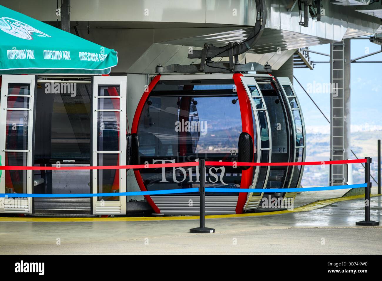 Cable Car terminal with ropeway connecting Mtatsminda Park with ...
