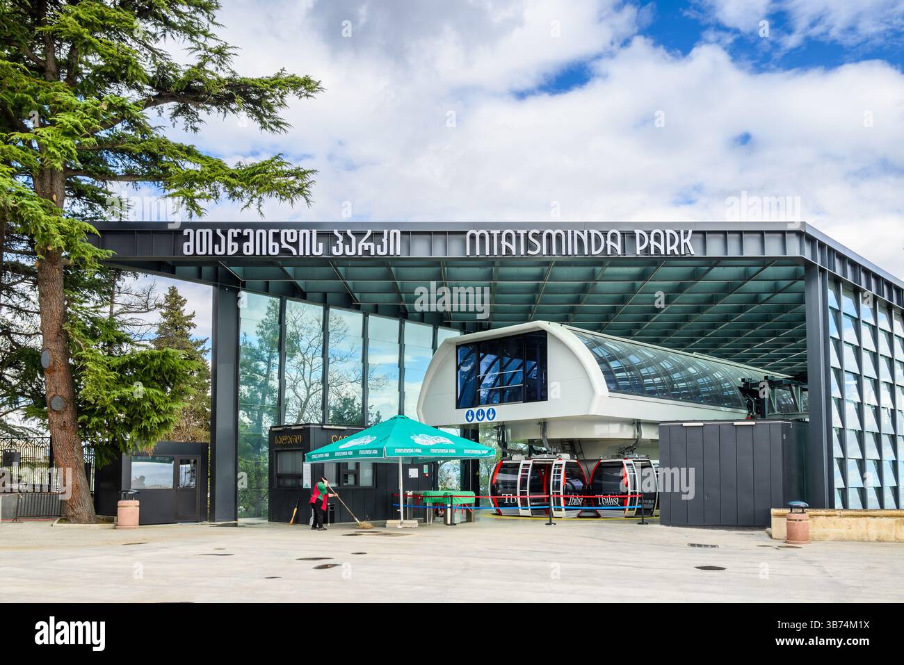 Cable Car terminal with ropeway connecting Mtatsminda Park with ...