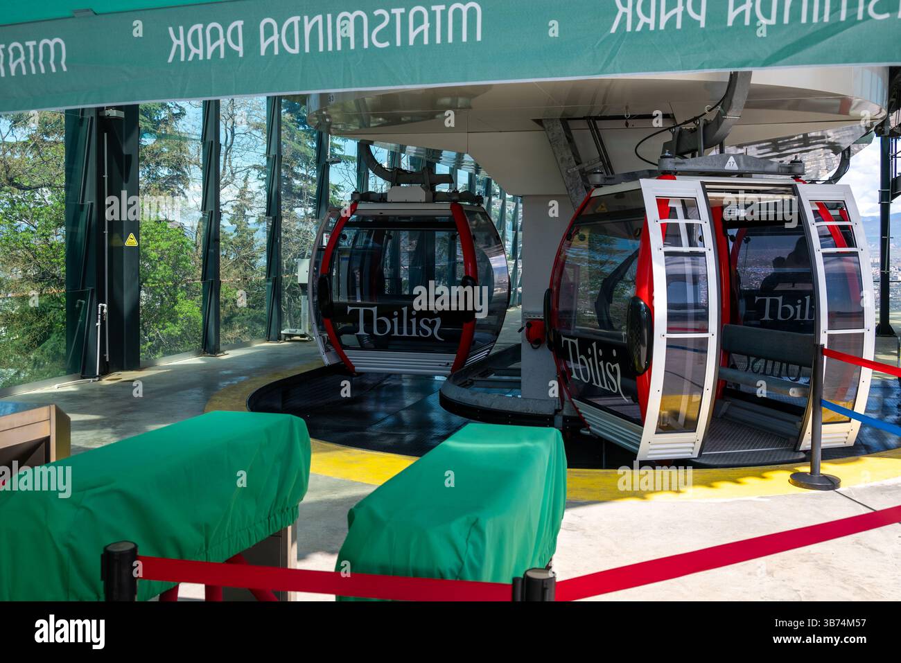 Cable Car terminal with ropeway connecting Mtatsminda Park with ...