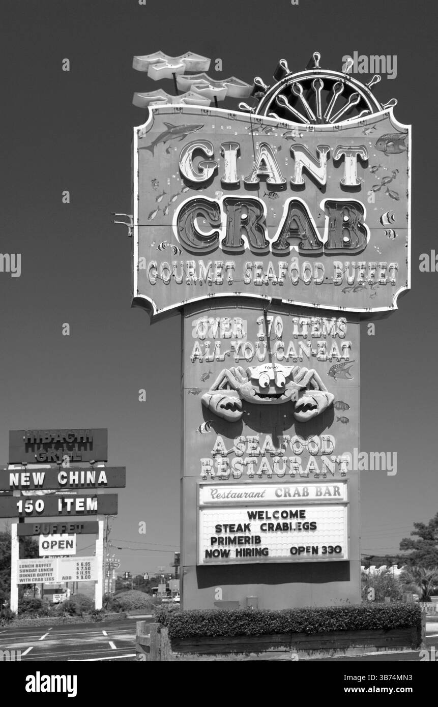 Close-up of The Giant Crab Restaurant sign in Myrtle Beach, South ...