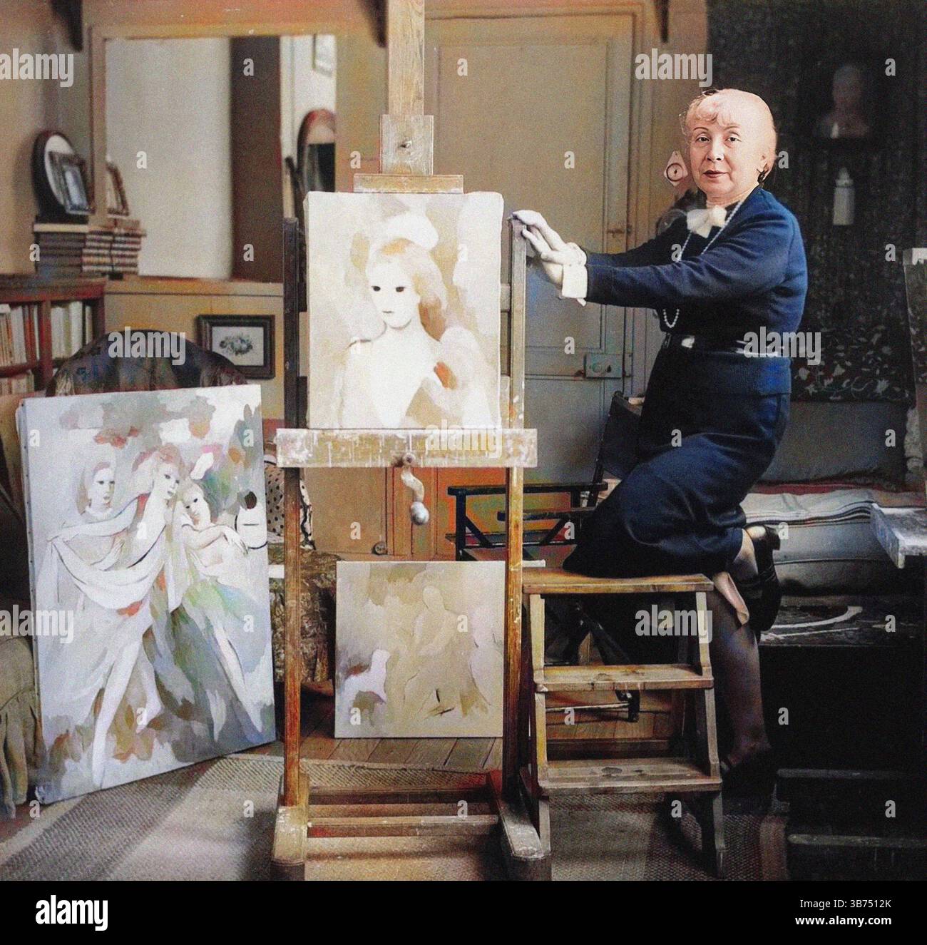 Marie Laurencin (1883-1956) in her studio. Museum: PRIVATE COLLECTION ...