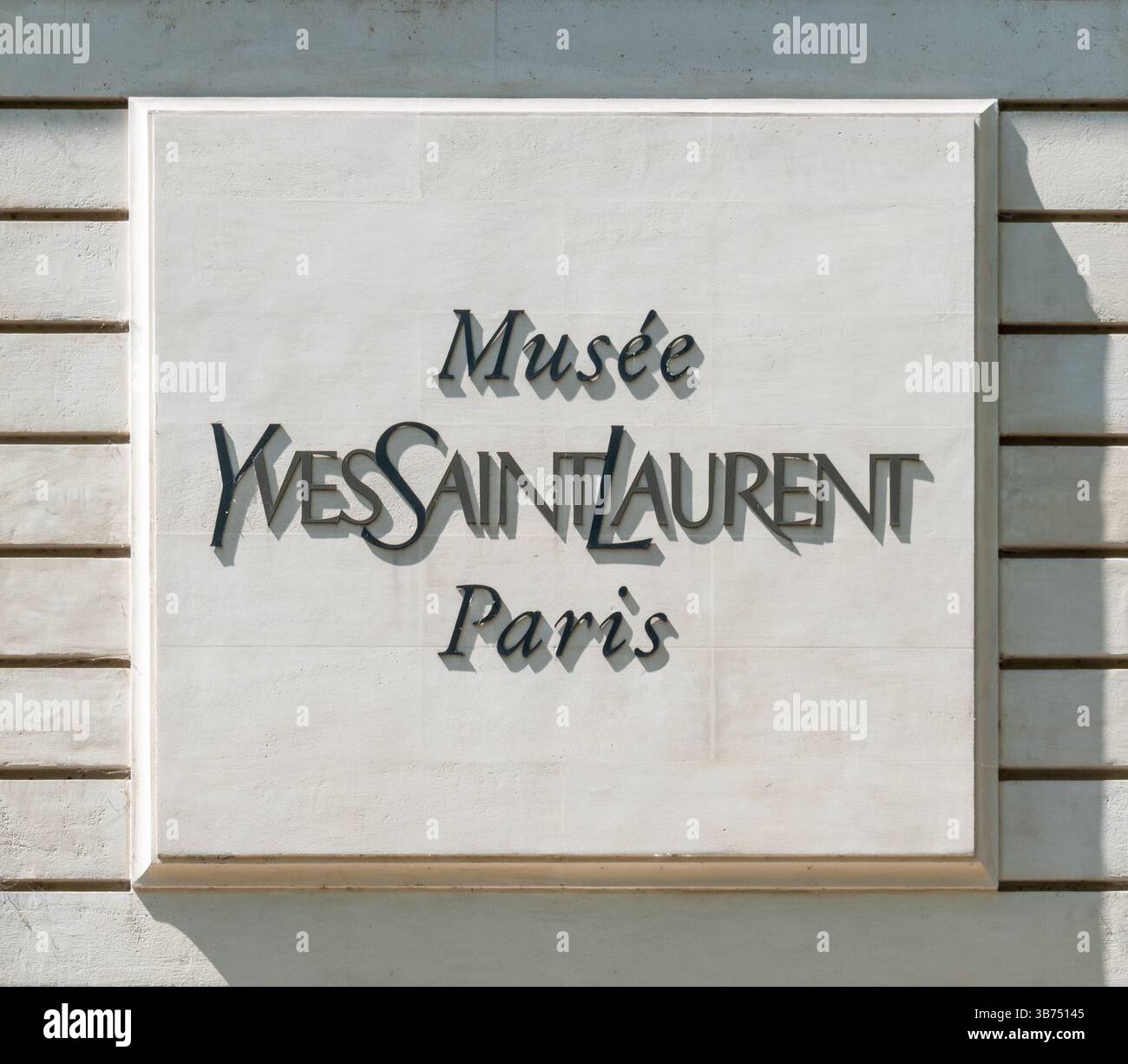 Paris, France - 05 04 2025 : plaque on the facade of the Yves-Saint ...