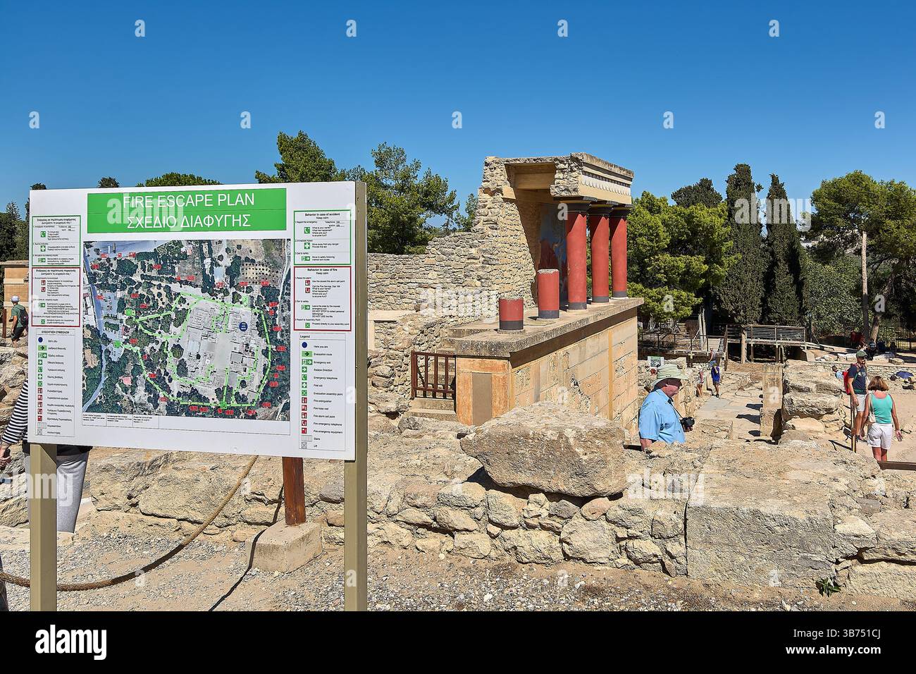 Crete.Greece - may 05, 2025: The ruins of Knossos Palace include a ...