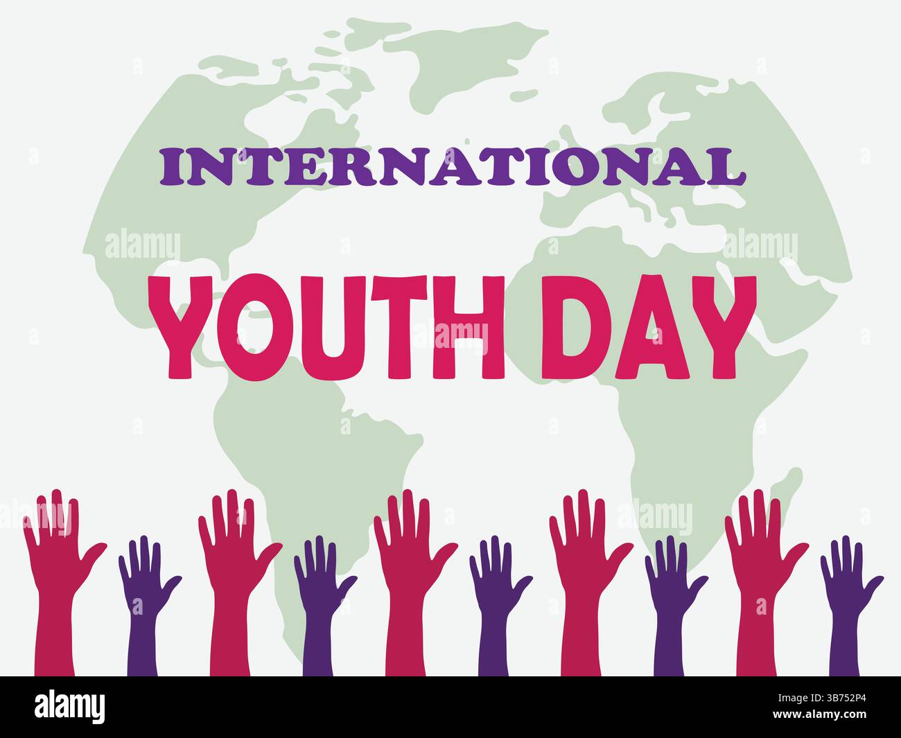 International Youth Day Celebration Card with Hands and World Map ...