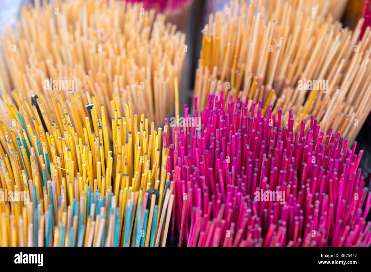 Colorful incense sticks on a market stall in India, agarbatti used for ...