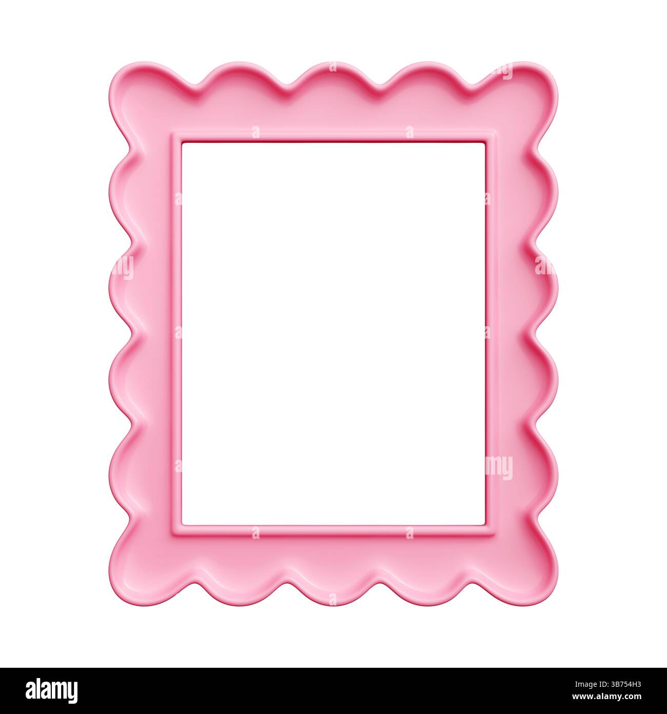 Scallop border frame 3d pink fancy clam-inspired contours. Wavy curvy ...