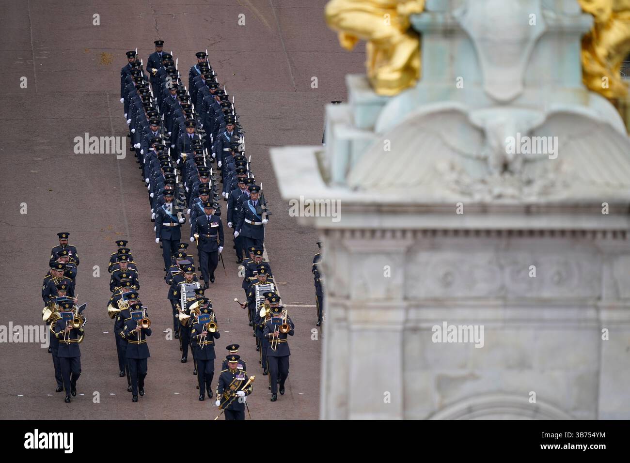 Members of the RAF Regiment march, during the VE Day 80th anniversary ...