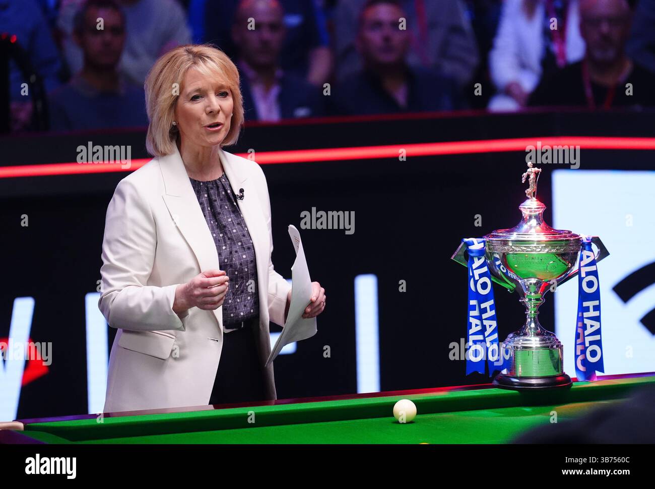 BBC presenter Hazel Irvine on day seventeen of the Halo World Snooker ...