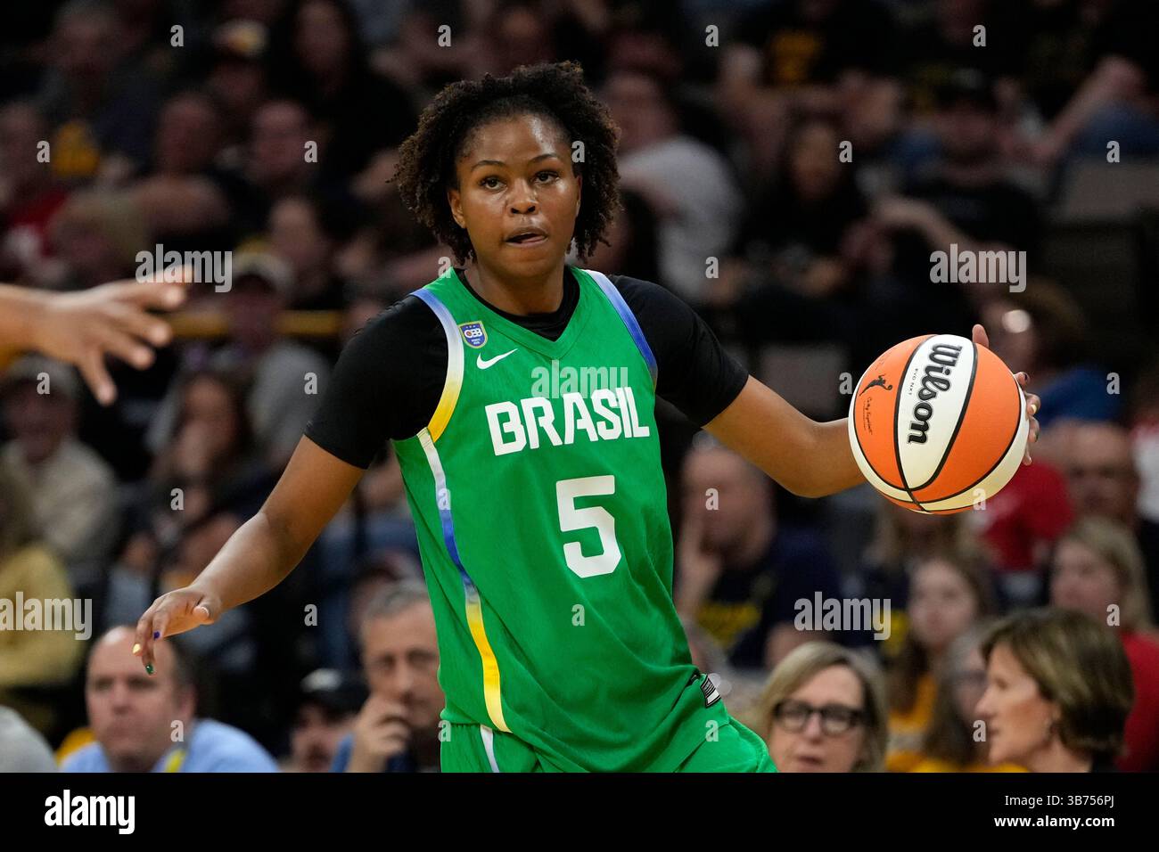 Brazil forward Ayla McDowell looks to pass during the first half of an ...