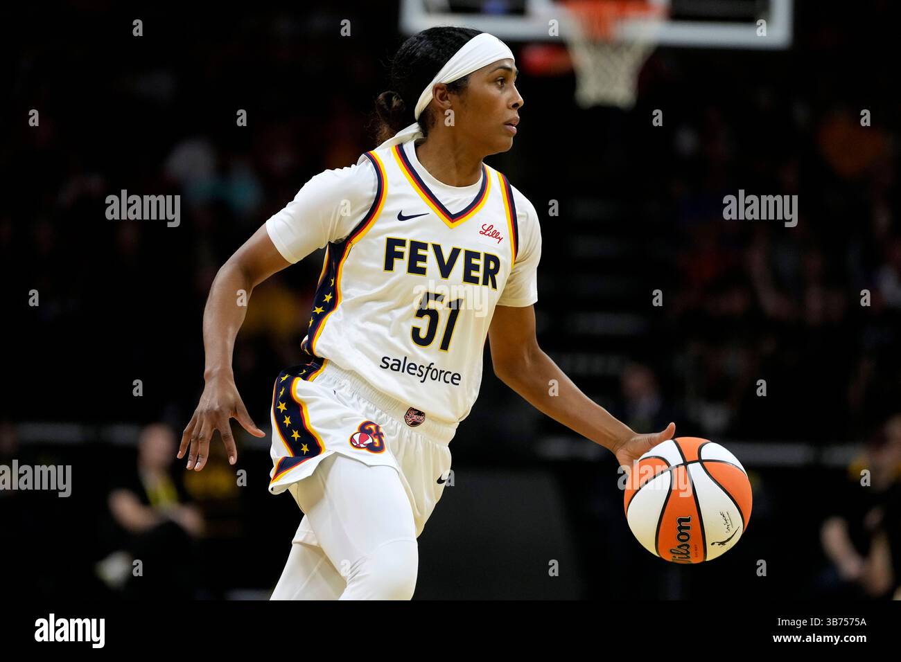 Indiana Fever guard Sydney Colson drives up court during the second ...