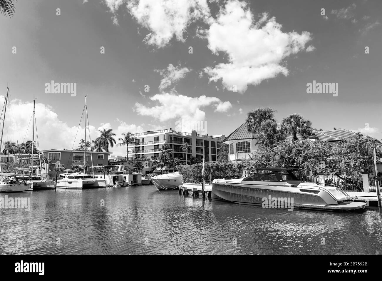 Destination point. Harbor with yacht at seaside summer destination ...