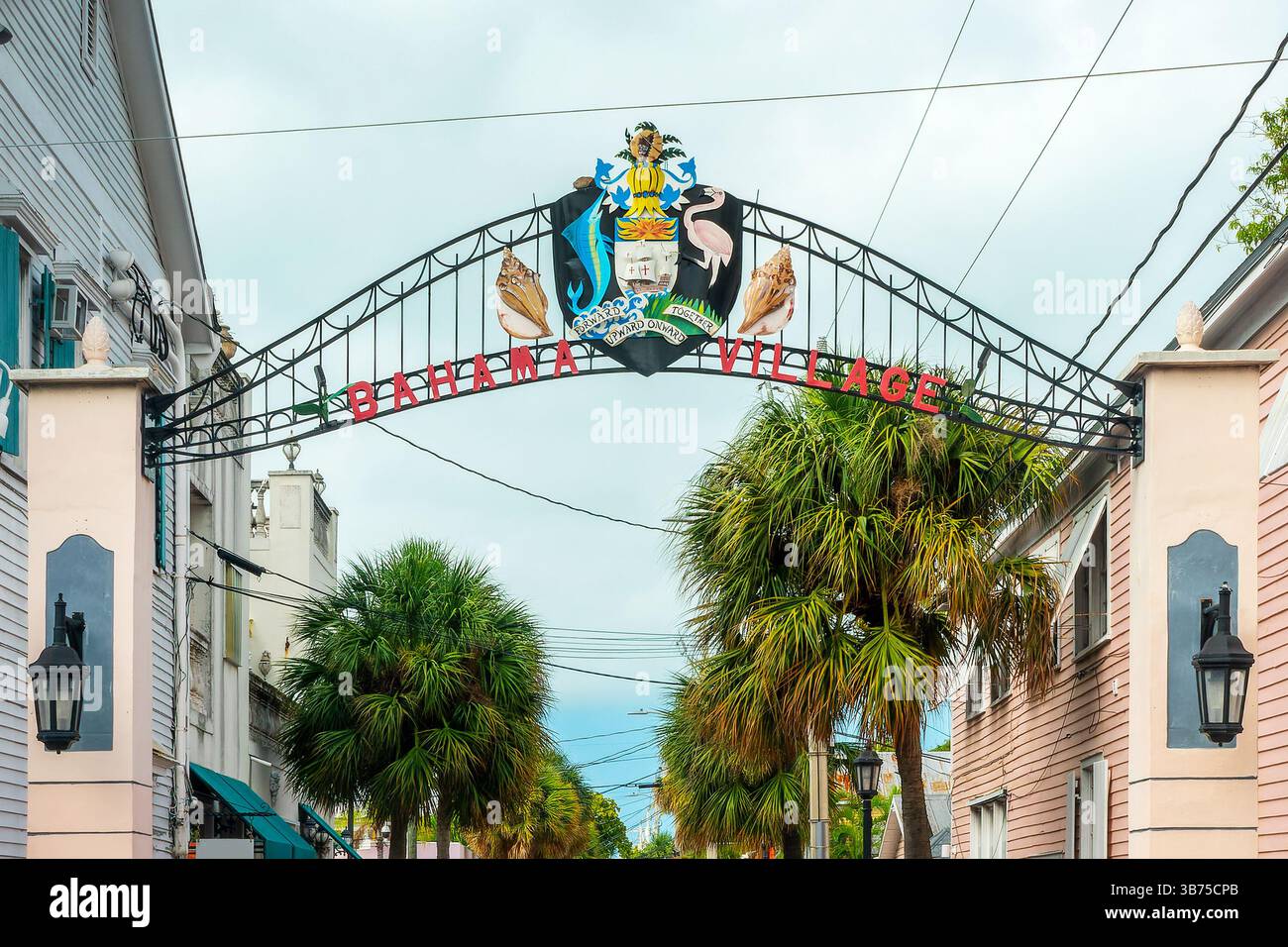 Bahama Village entrance gate and sign in Key West, Florida Stock Photo ...