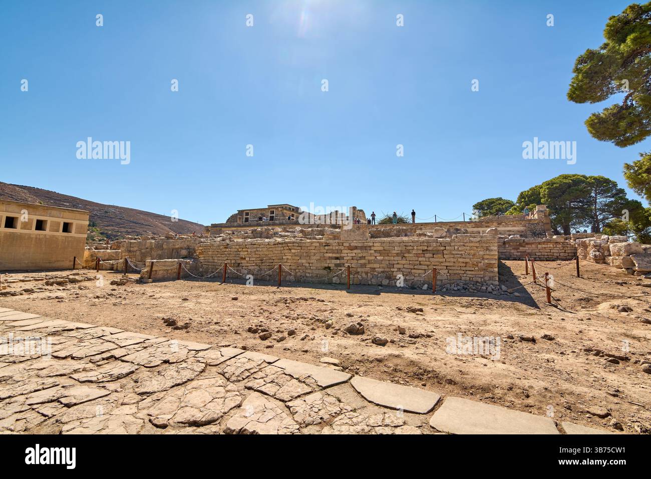 Crete.Greece - may 05, 2025: Stone structures and pathways of Knossos ...