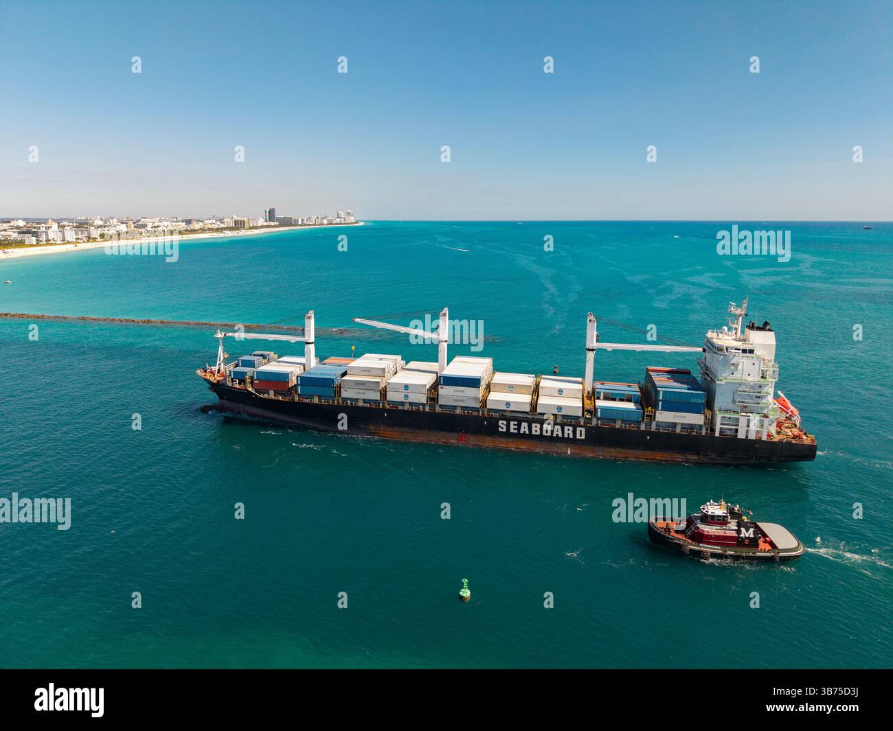 Miami, Florida, USA - March 20, 2025: Miami sea port. Container ...