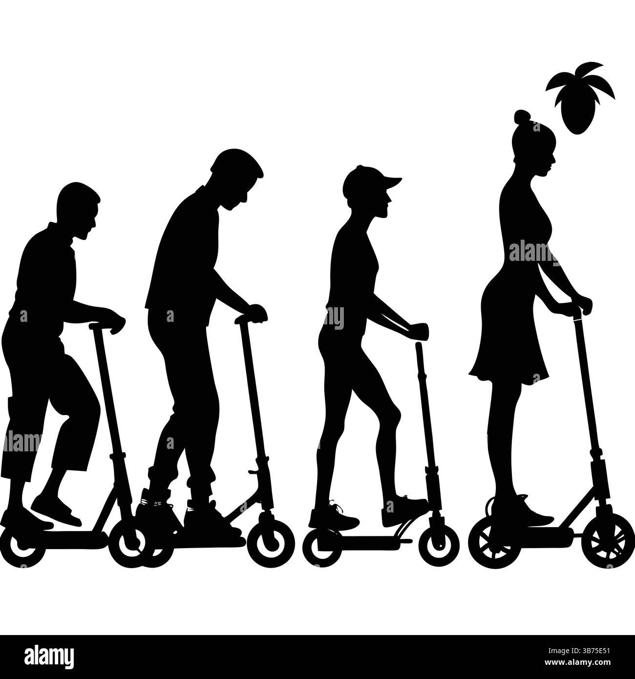 Silhouette people riding scooters hi-res stock photography and images ...
