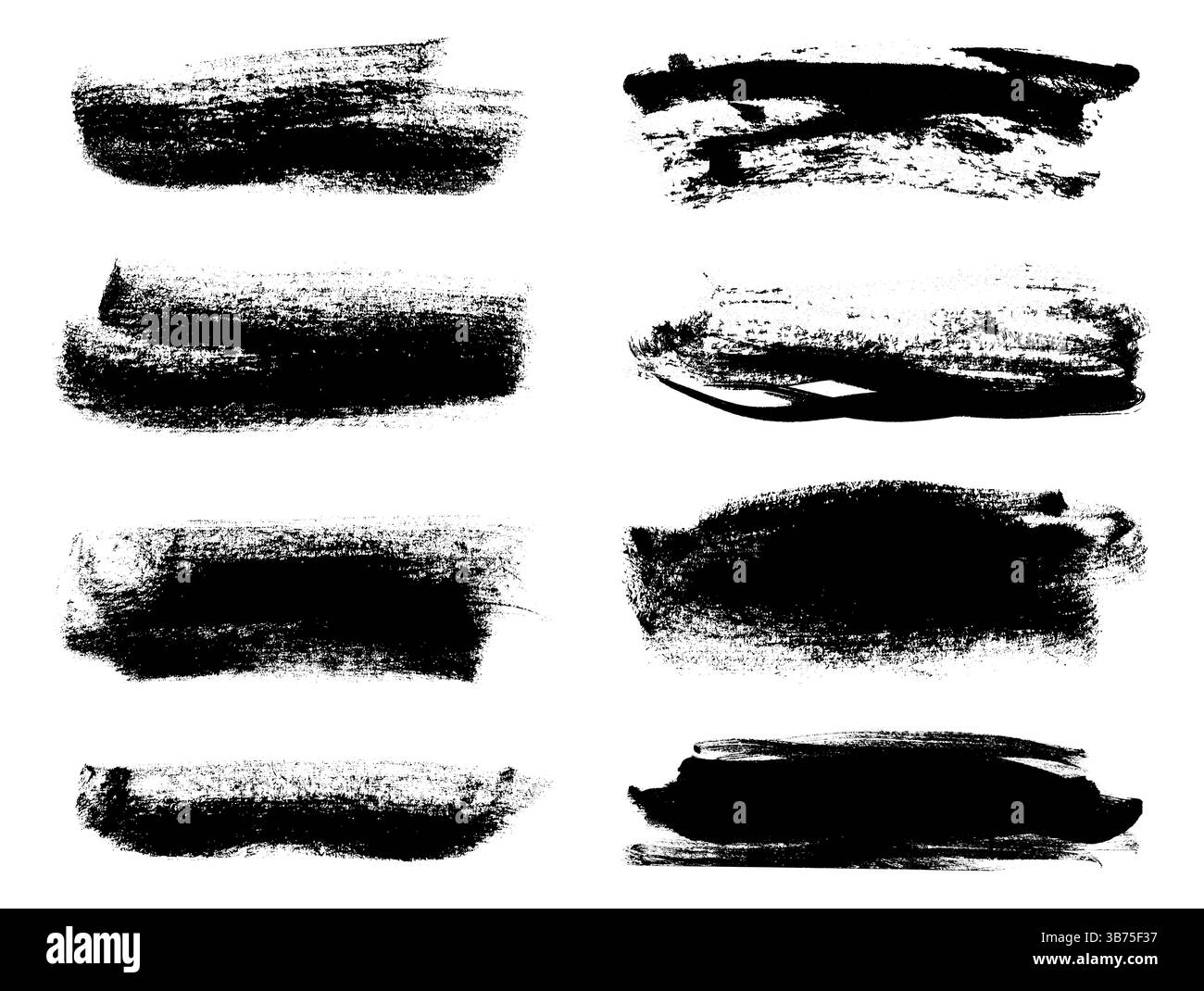 Grunge Rectangle Big Paintbrush Texture Set. Hand draw thick brush ...