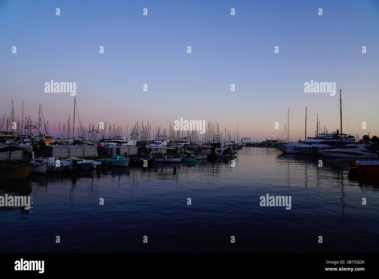 Vieux Port of Cannes at Dusk, Sailing Ships, Boats, Cannes, France ...