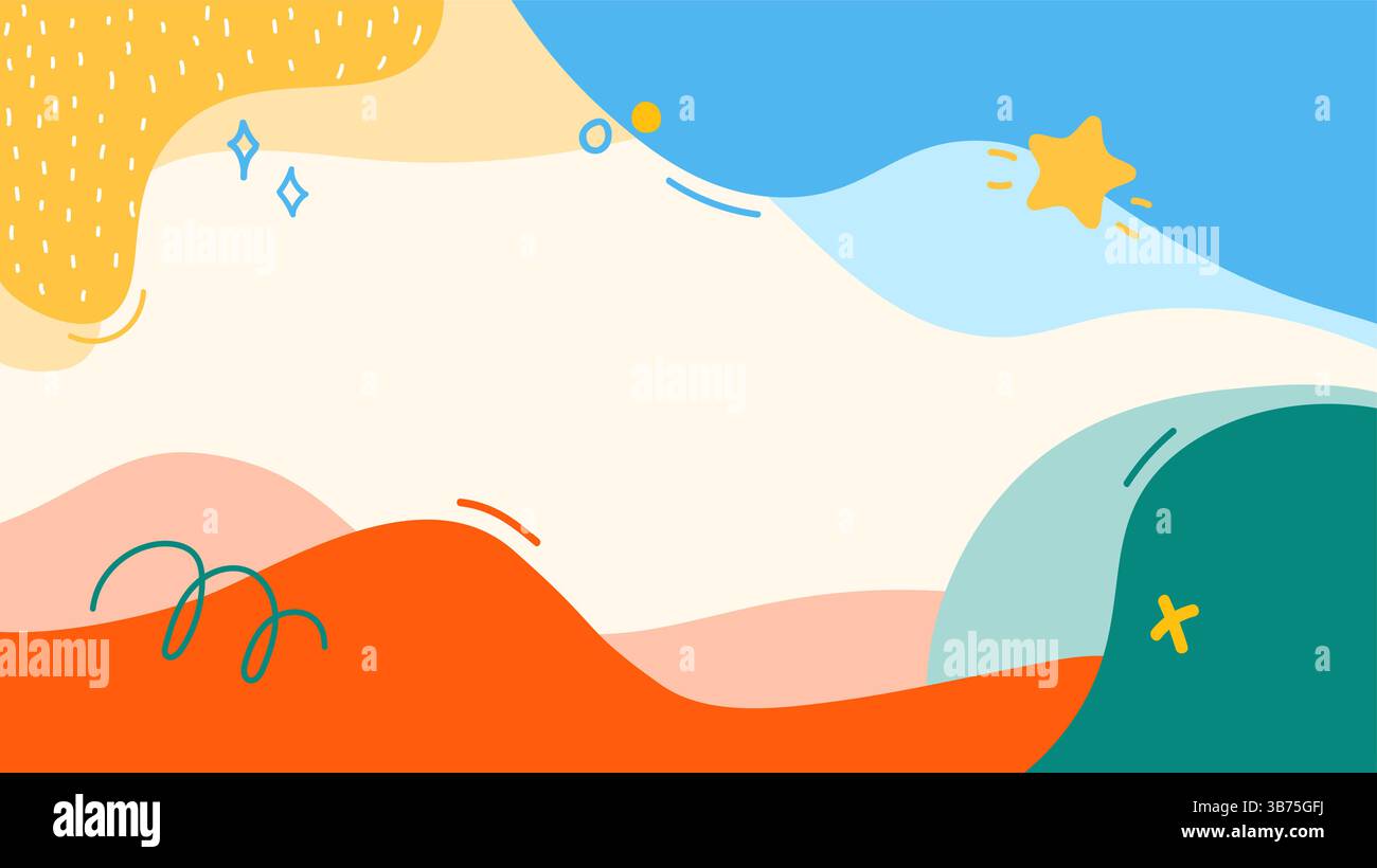 Vector illustration. Hand drawn fun memphis pattern, doodle shapes and ...