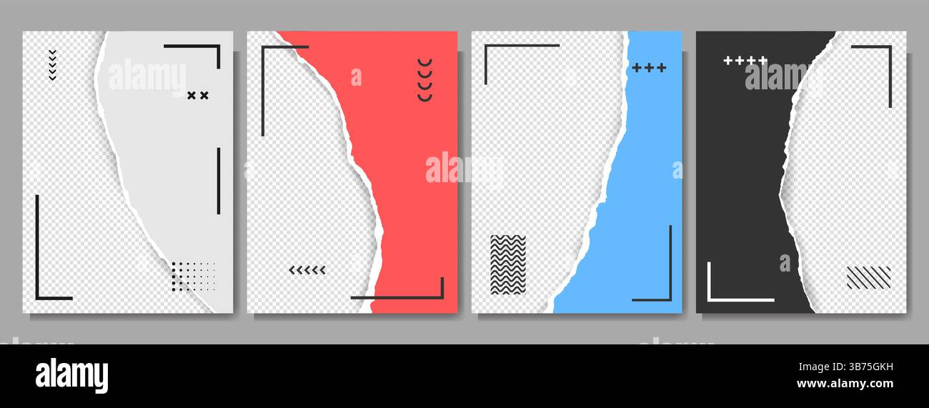 Vector illustration. Torn paper effect overlay set. Design element for ...