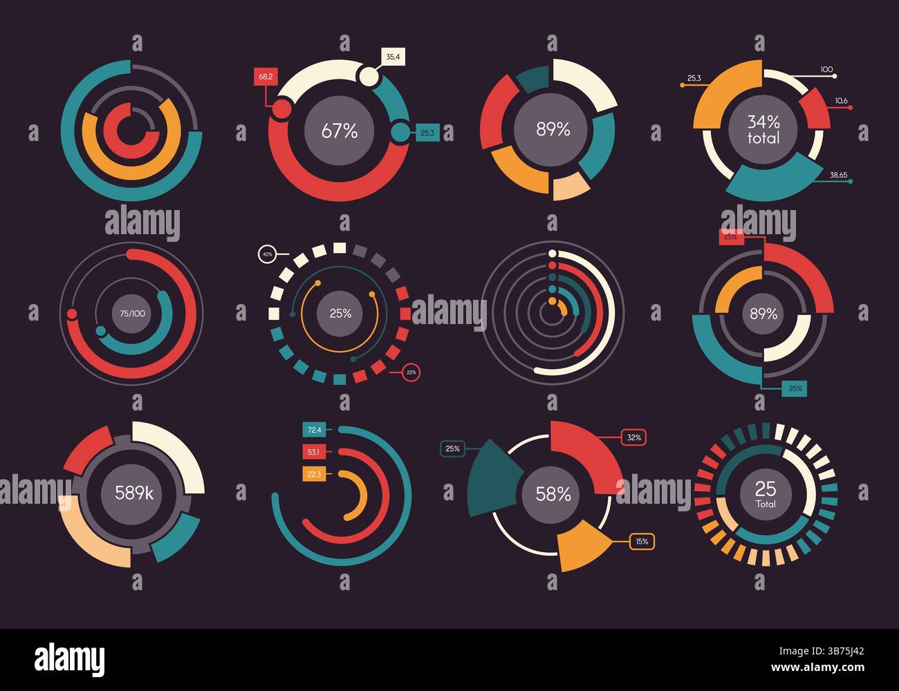 Circle chart. Round infographic diagrams for business presentations pie ...