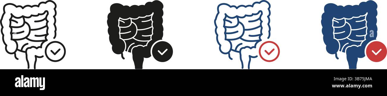 Intestine Health Icons Line and Solid Icon Set. Digestive System ...