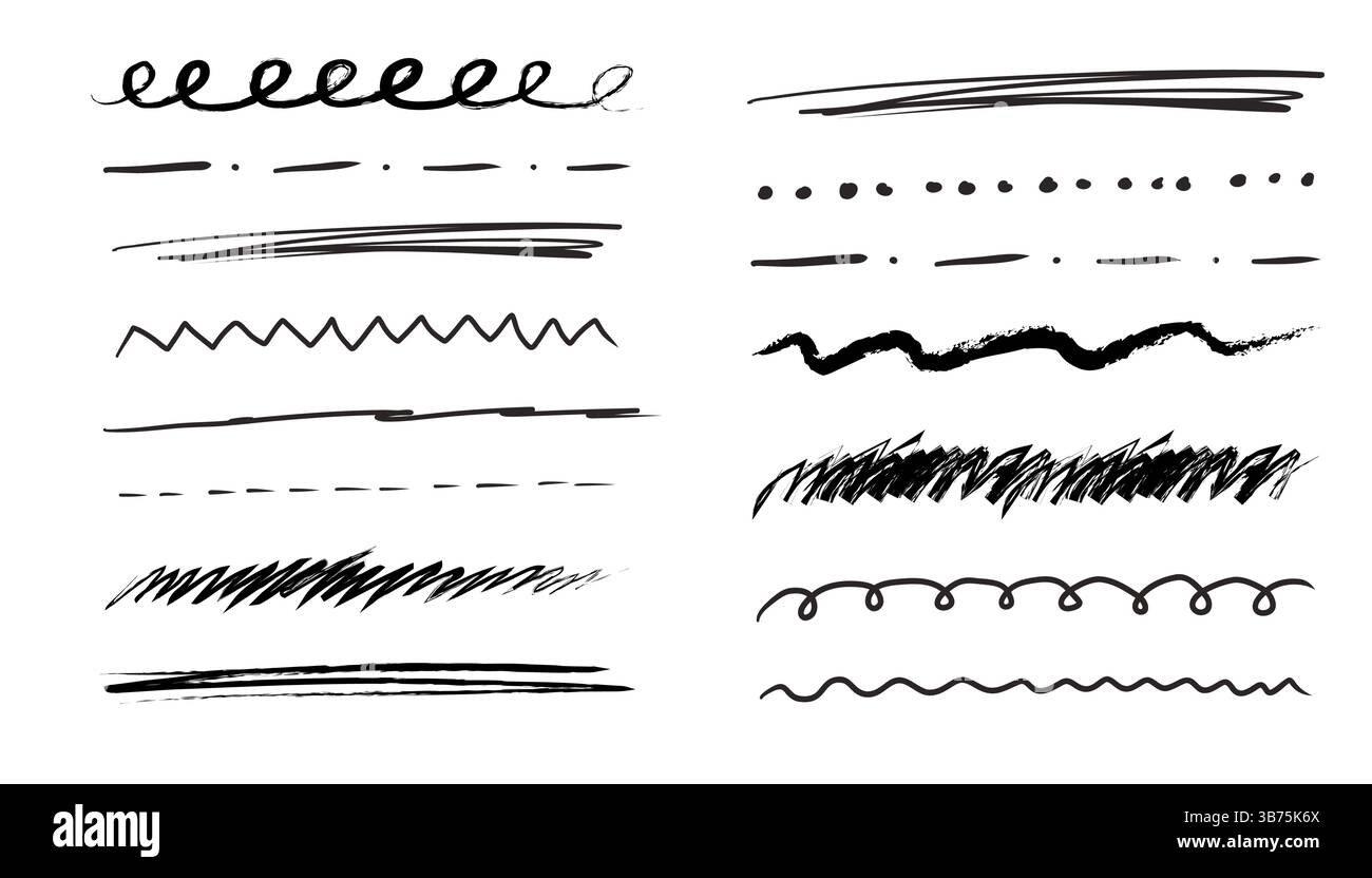 Underline mark border doodle hand drawn mark, swoosh highlight freehand ...