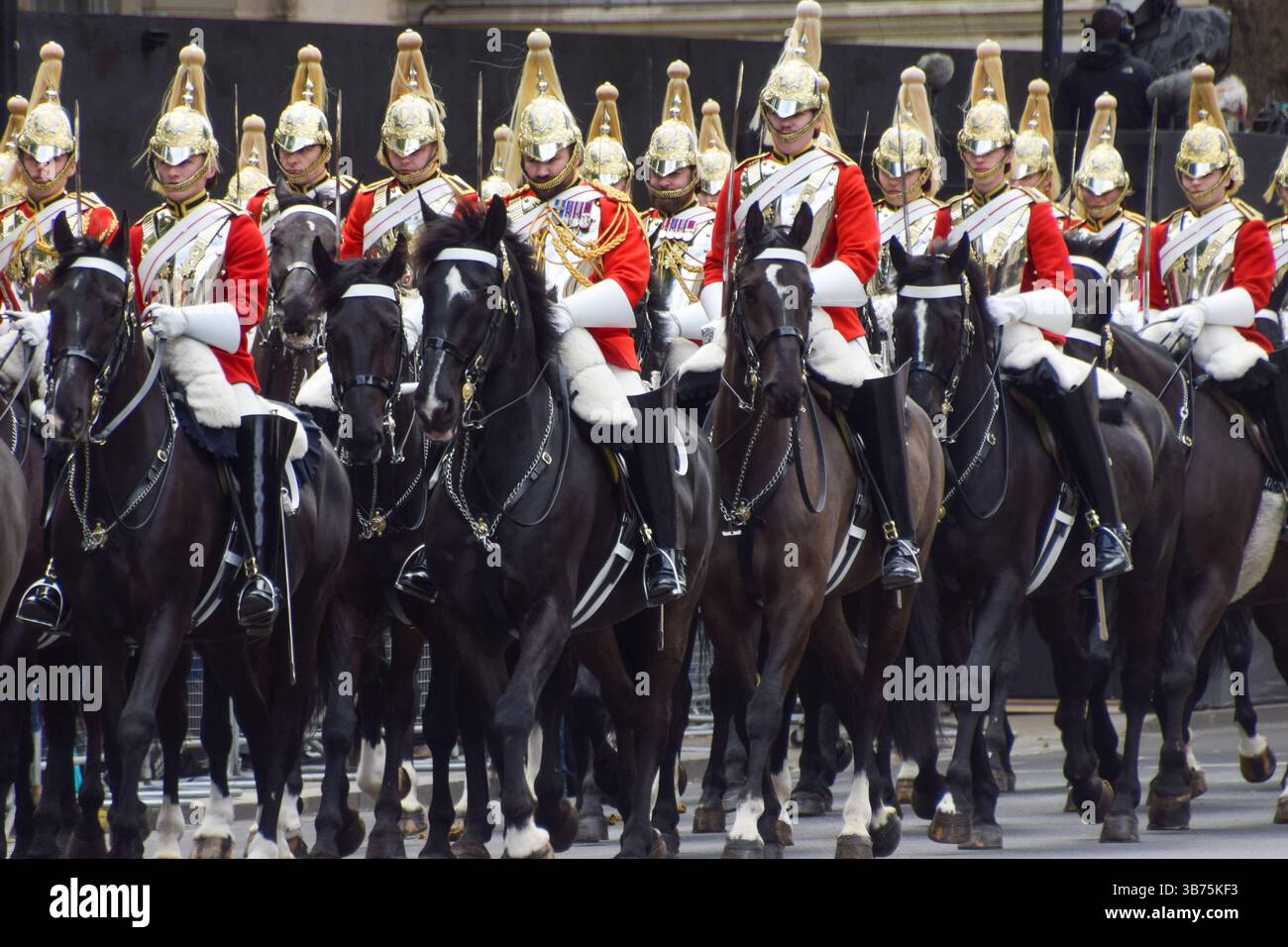 London, UK. 5th May 2025. The VE Day parade passes through Whitehall ...