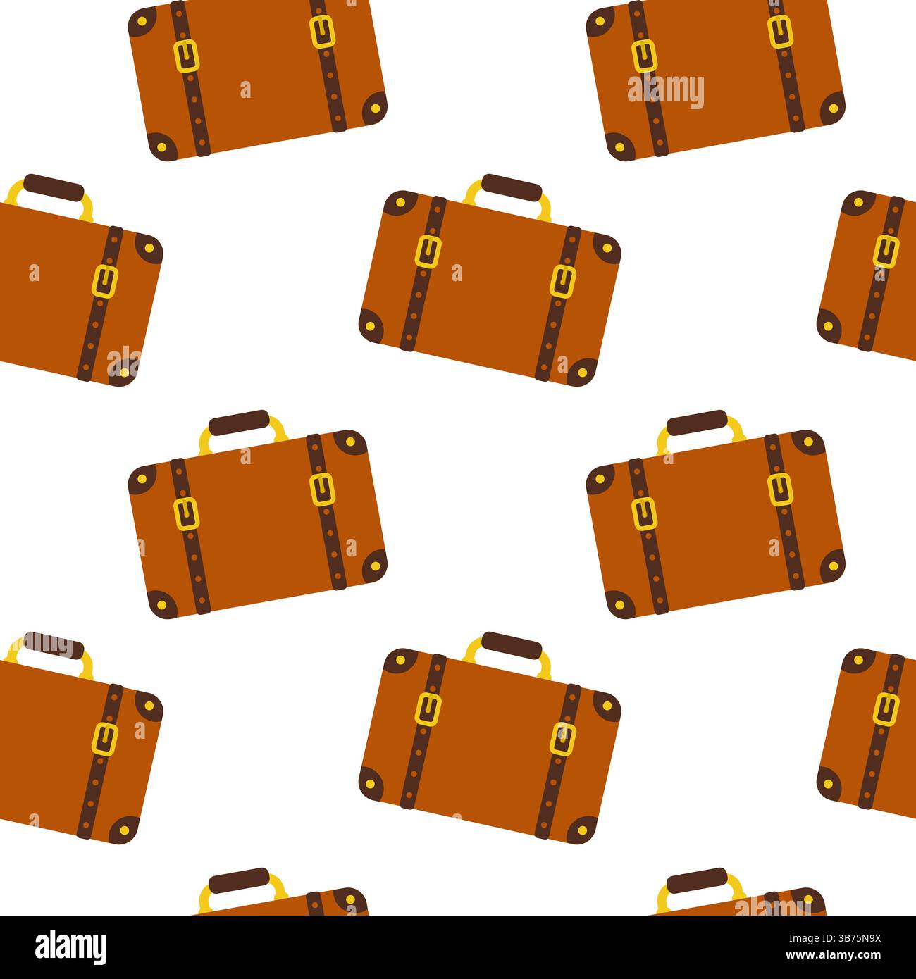 Brown suitcases on a white background create a stylish travel pattern ...