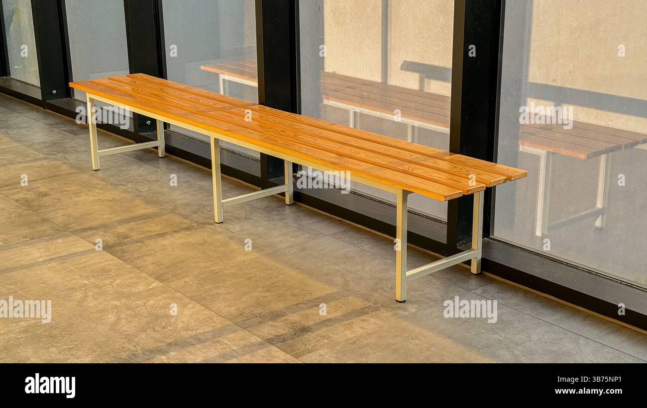 Sleek natural wood bench hi-res stock photography and images - Alamy