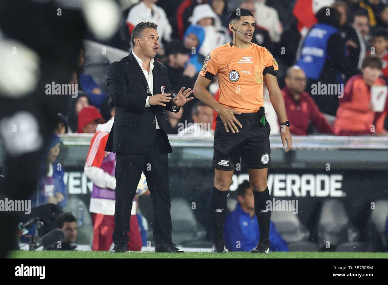 River Plate s head coach Marcelo Gallardo C gestures during the 2025 ...