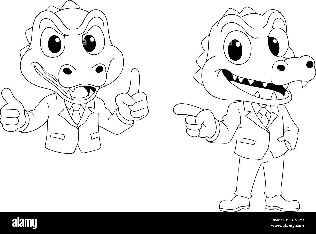 Set of funny cartoon doodle style crocodile businessman character ...