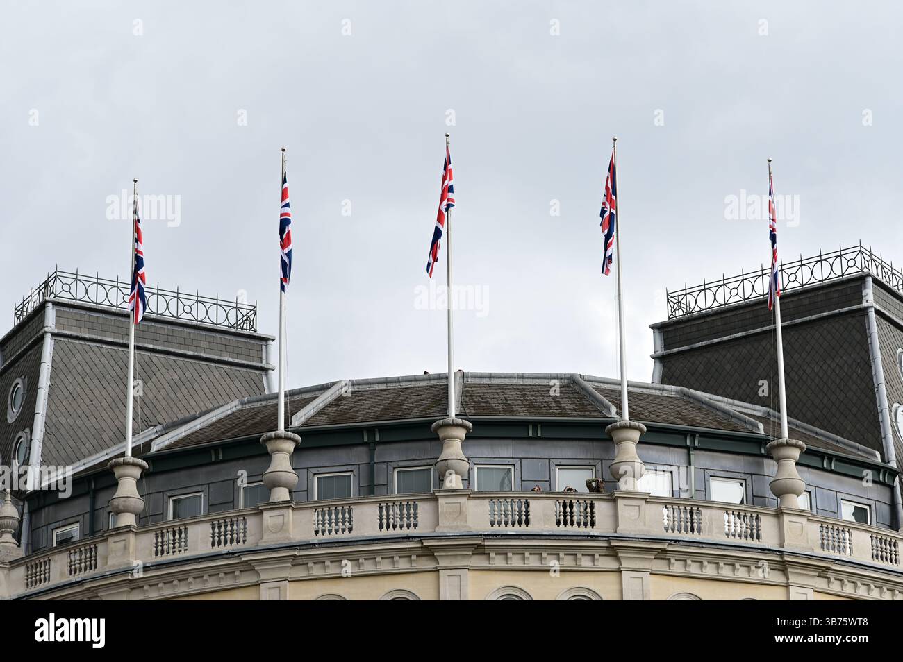 LONDON, UK. 5th May, 2025. Crowds in London watch the RAF jets as they ...