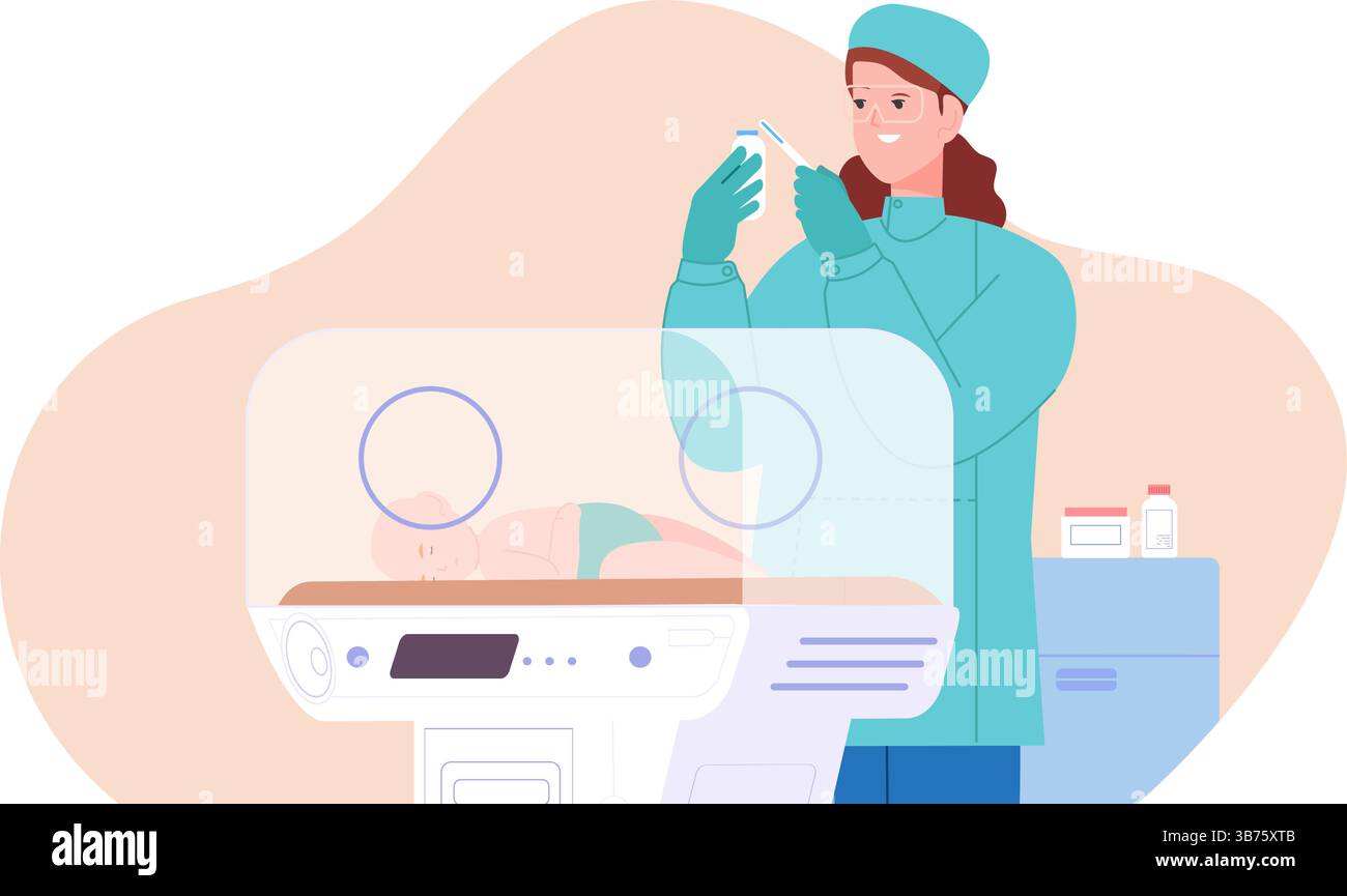 Nurse in pediatric intensive Stock Vector Images - Alamy