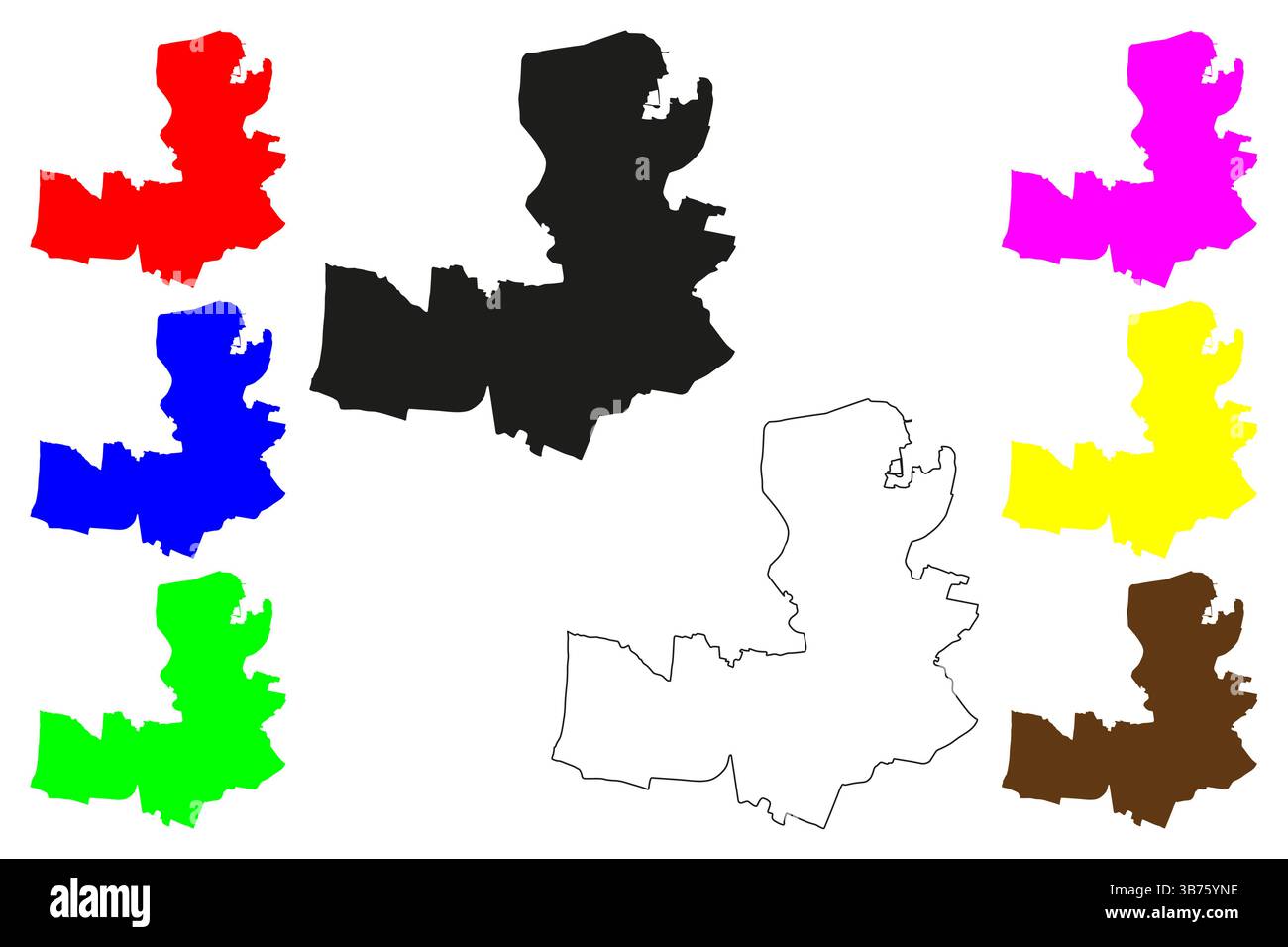 Panihati city (Republic of India, State of West Bengal) map vector ...