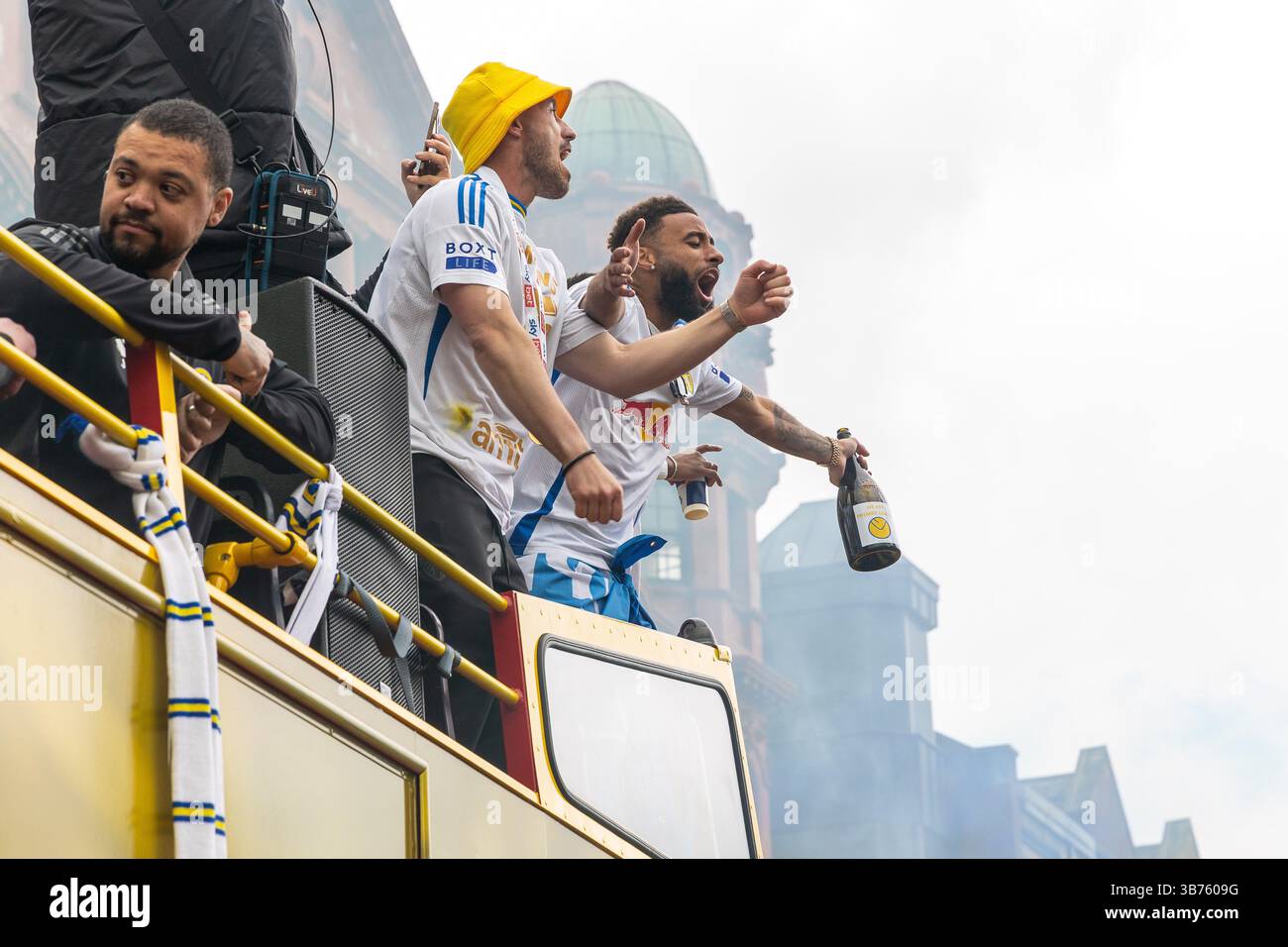 Leeds, UK. 05th May, 2025. Leeds United celebrate promotion to Premier ...