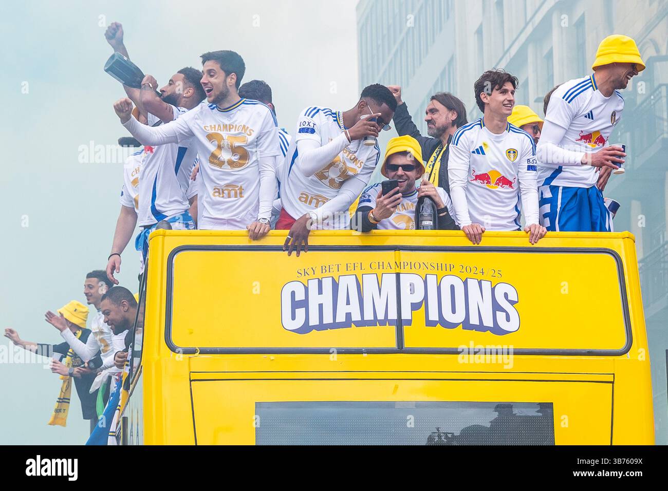 Leeds, UK. 05th May, 2025. Leeds United celebrate promotion to Premier ...