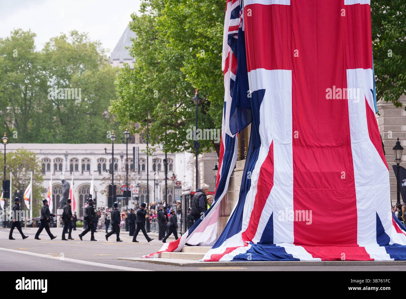 Police officers before the military parade in Whitehall, for the 80th ...