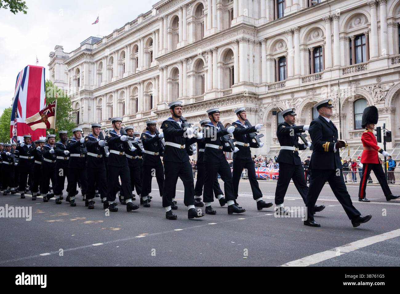 Members of the Royal Navy march up Whitehall during the military parade ...