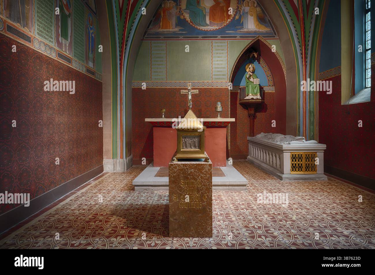 Interior view of the Konradi Chapel, painted by the Beuron School of ...