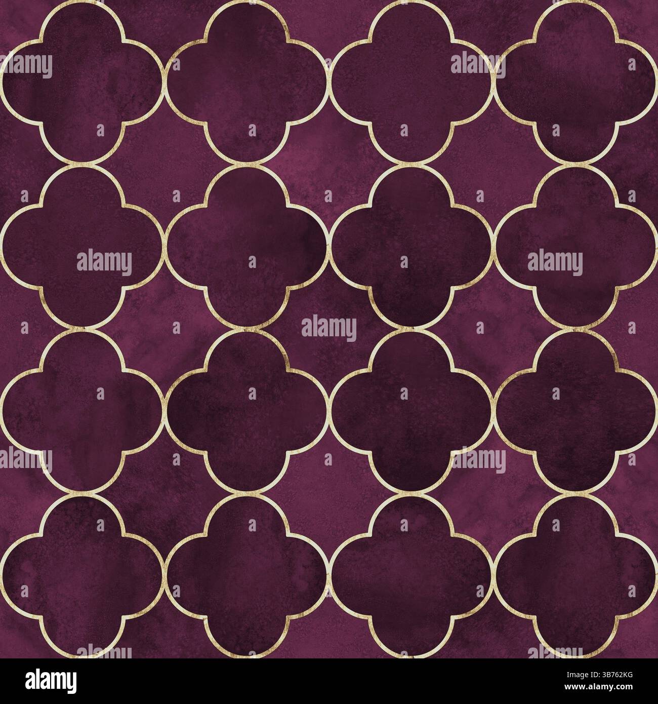 Watercolor gothic style clover leaf seamless pattern. Abstract hand ...