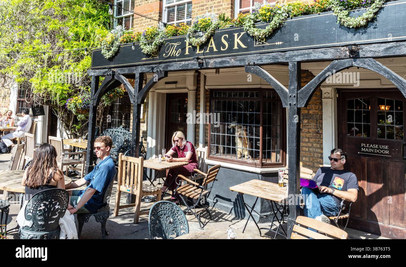 The Flask Pub In Highgate Village in Springtime London UK Stock Photo ...