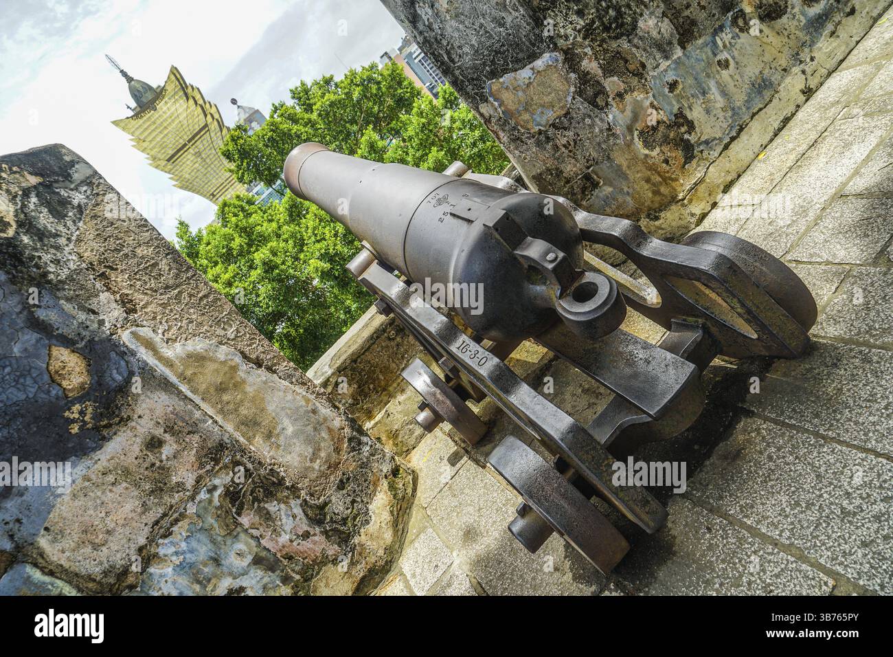 Monte fort of cannon (Macau Special Administrative Region). Shooting ...