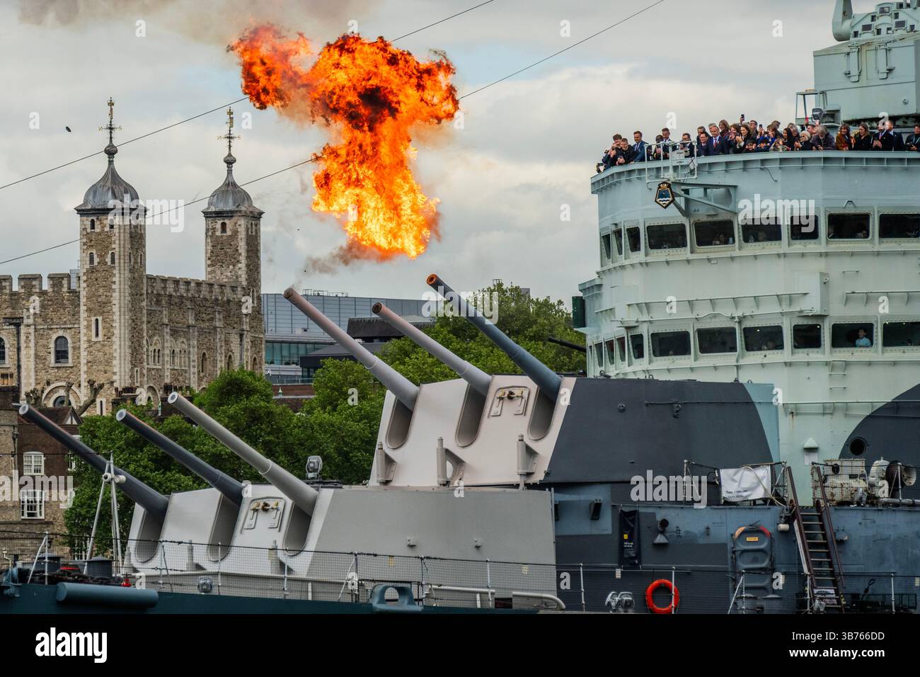 London, UK. 5th May, 2025. HMS Belfast (Part of the IWM) commemorates ...