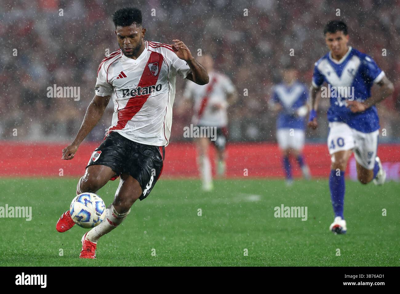 River Plate s Colombian forward Miguel Angel Borja L controls the ball ...