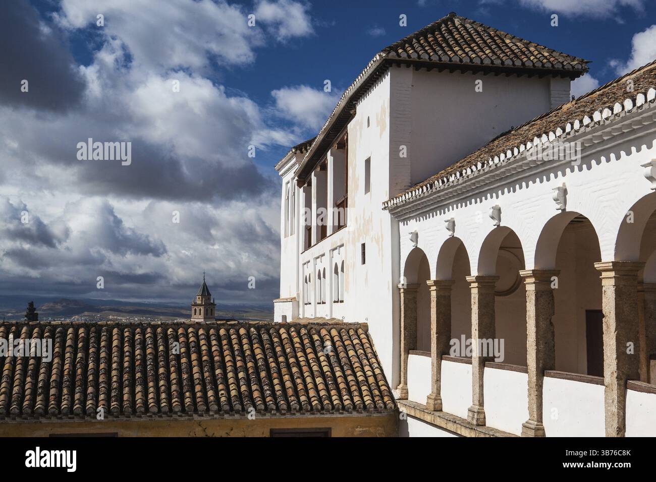 Arched gallery windows of South Pavillon of Generalife in Alhambra ...