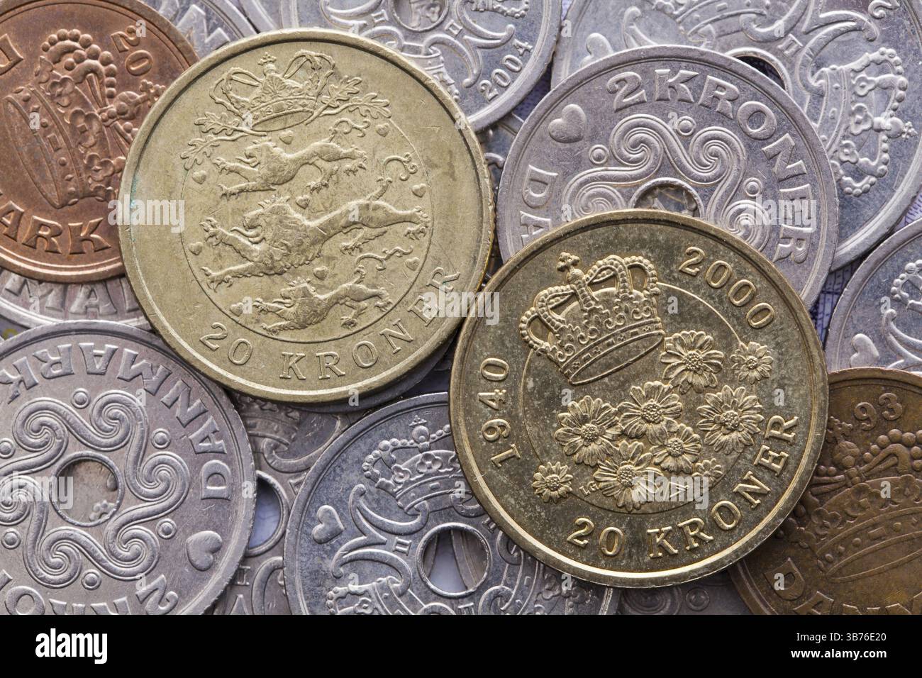 Different coins of Danish Krone Stock Photo - Alamy