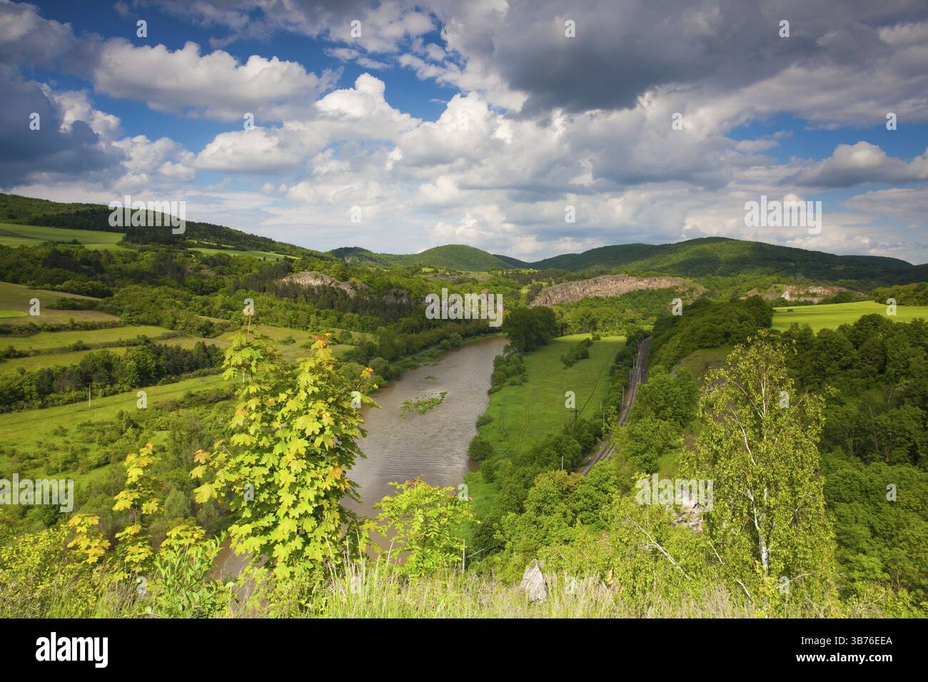 View from the hill into the valley with the Berounka river. Berounka ...
